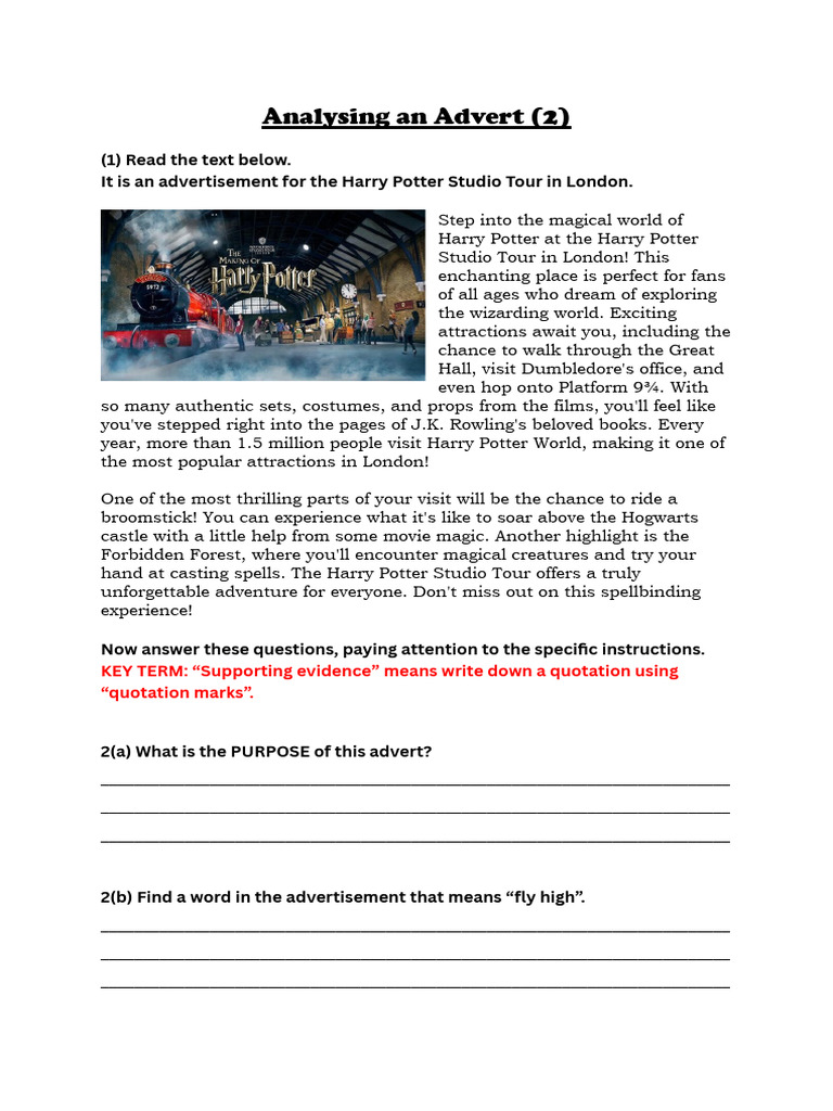 Harry Potter Advert Analysis | PDF | Harry Potter | Mythography