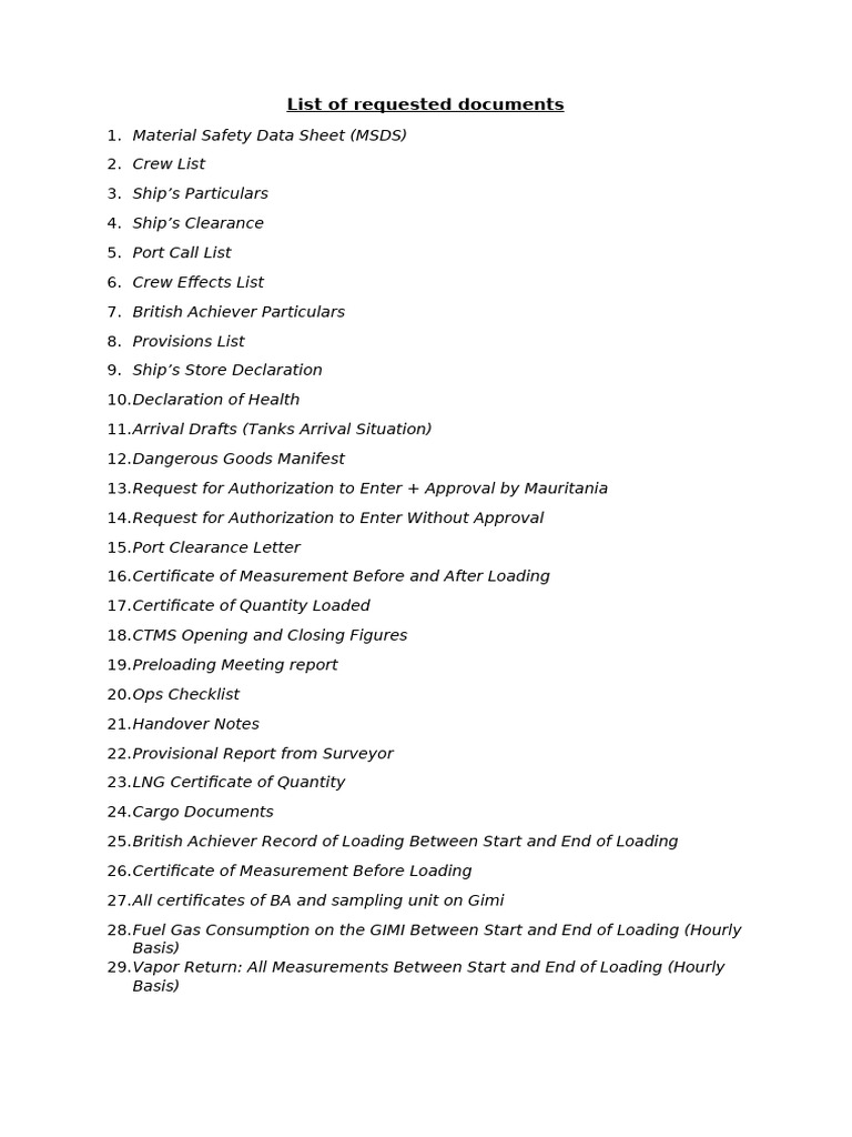 Essential Shipping Document Checklist | PDF