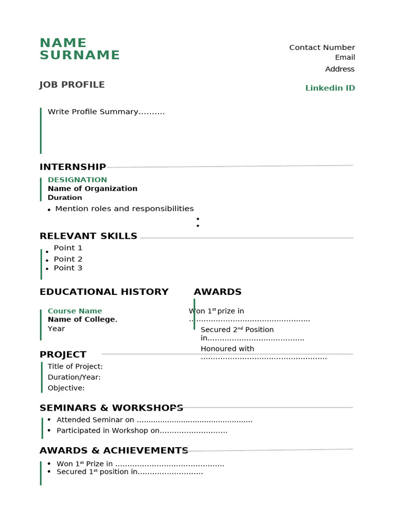 Resume' Template 3 | PDF