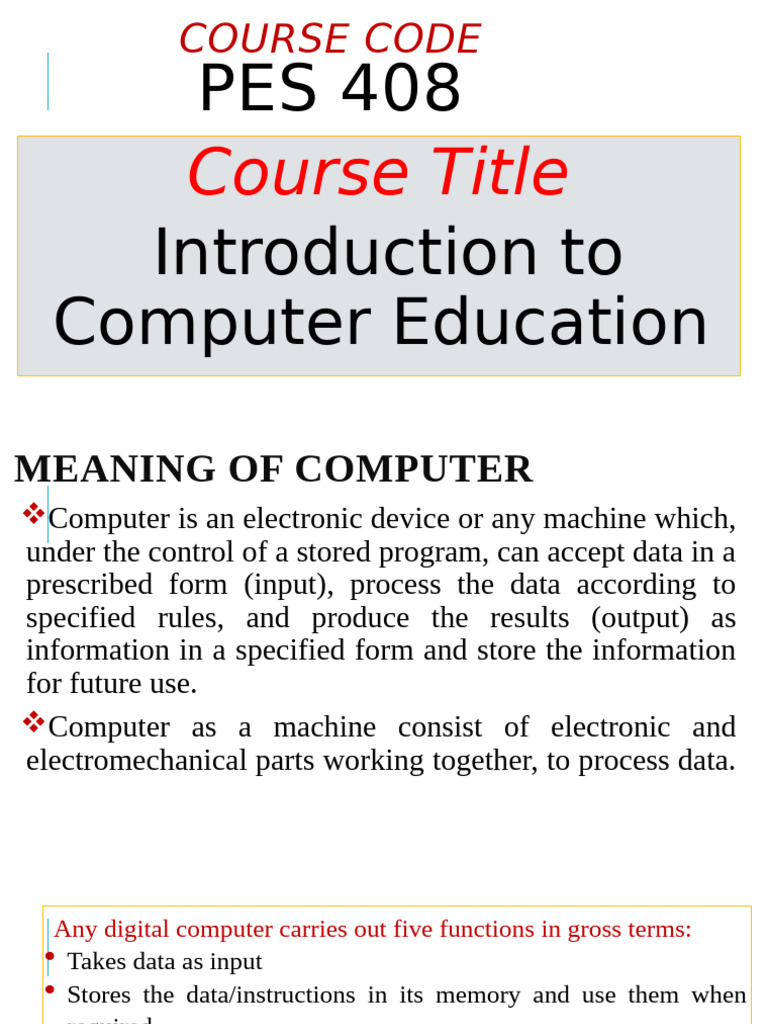 Meaning of Computer | PDF