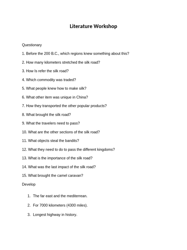 Literature Workshop | PDF