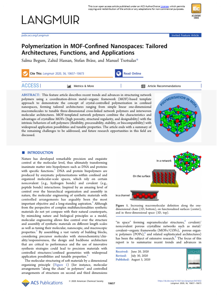 MOF-Constrained Polymerization Advances | PDF | Polymers | Polymerization