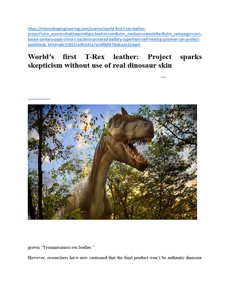 News - World S First T Rex Leather For Luxury Fashion Bags | PDF ...