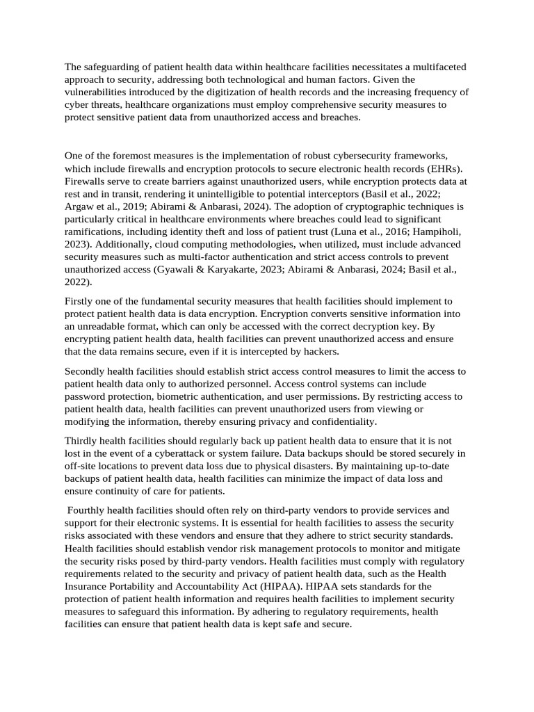 The Safeguarding of Patient Health Data Within Healthcare Facilities ...