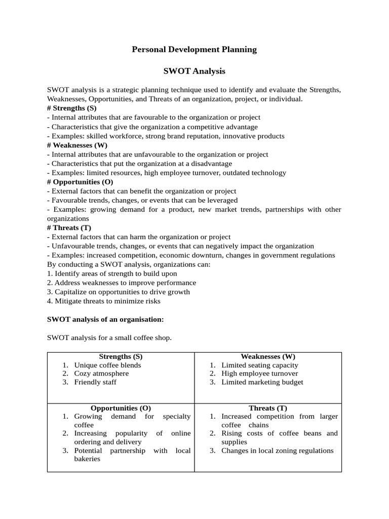 Personal Devcelopment Planning | PDF | Goal | Swot Analysis