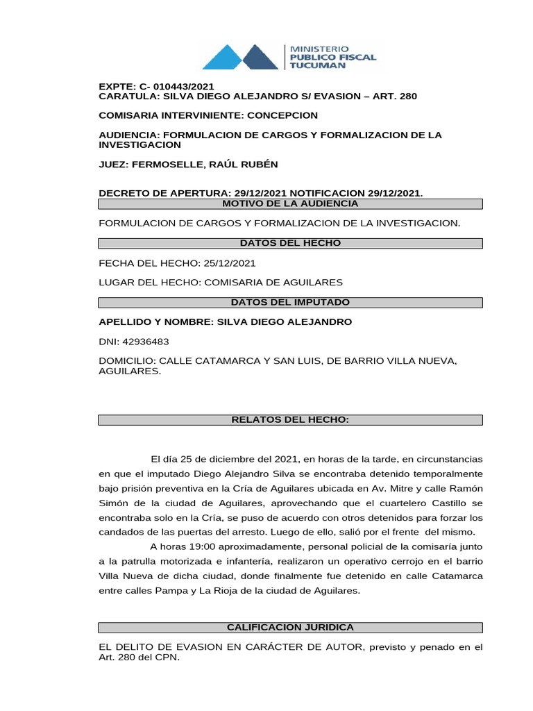 Carpeta Tecnica Diego Silva Evasion | PDF