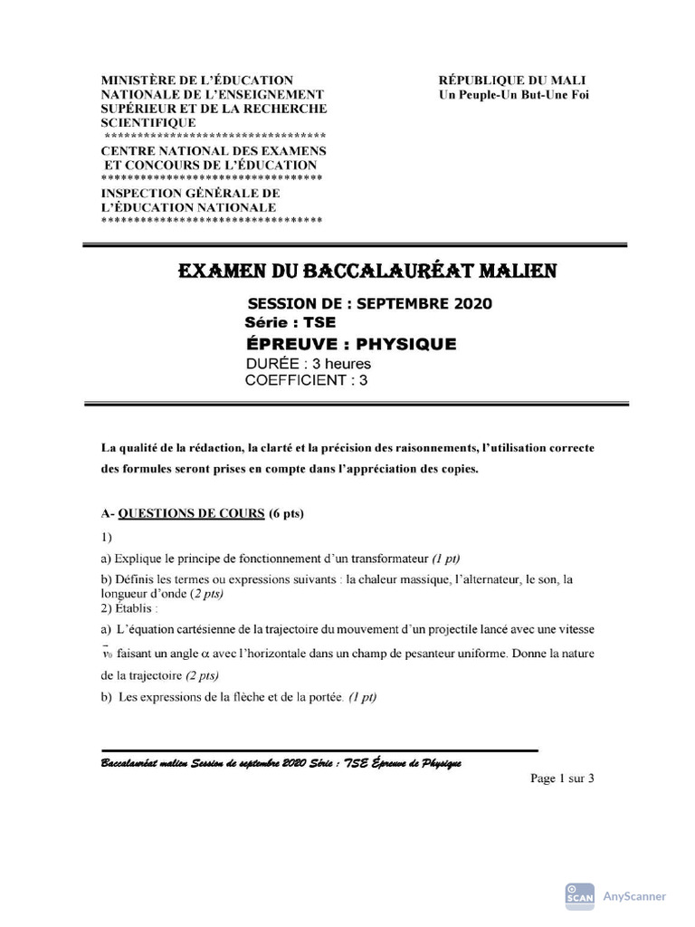 Sujets BAC 2020 | PDF