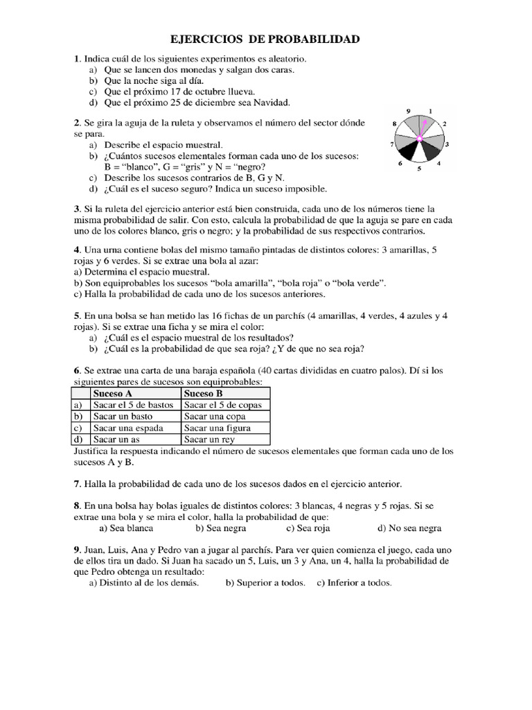 Ejercicios de Probabilidad | PDF