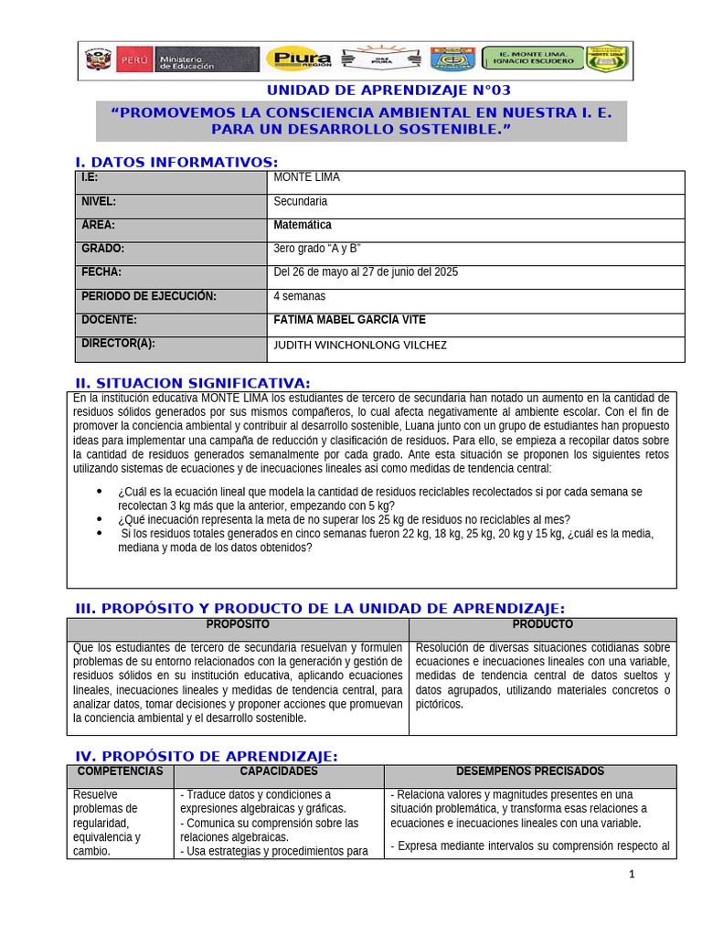 3ero Uda3 2025 | PDF | Datos | Ecuaciones