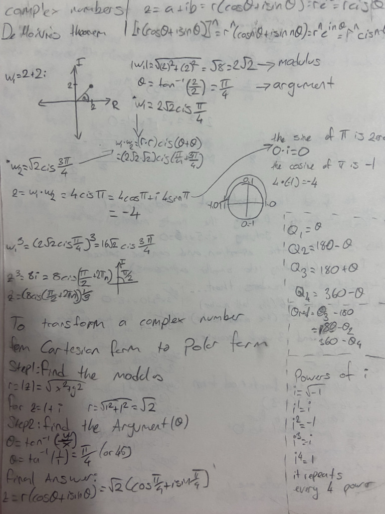 Ib HL Complex Numbers Study Note3 | PDF