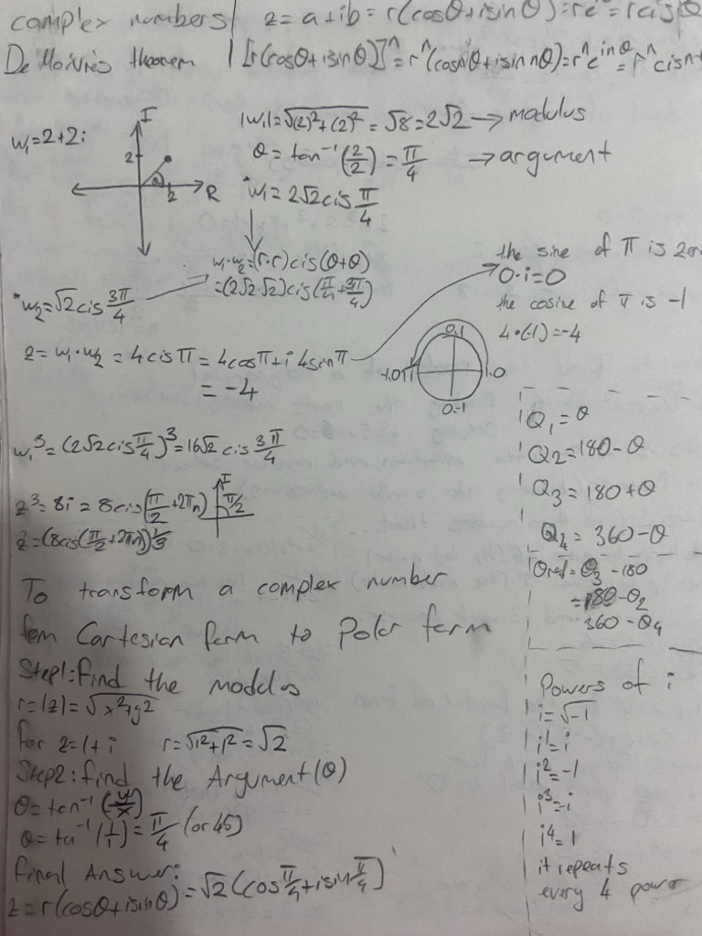 Ib HL Complex Numbers Study Note2 | PDF