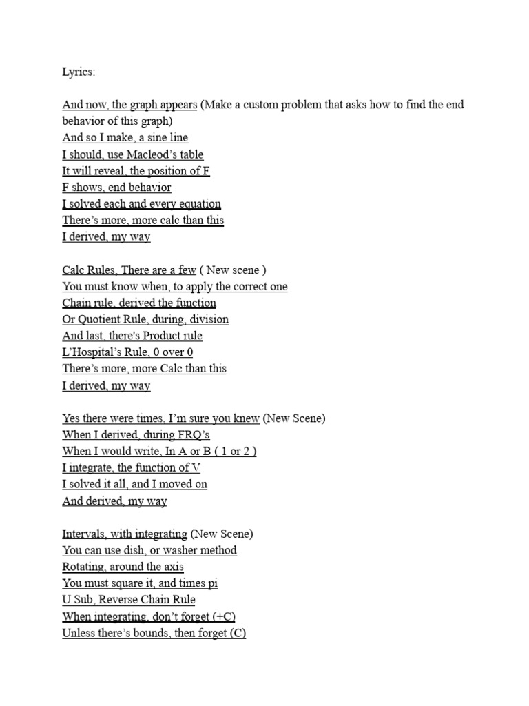 Deriving My Way - The JAGG Four Script and Lyrics | PDF