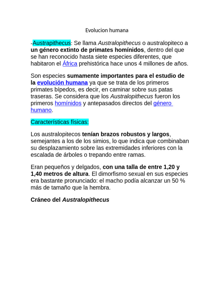 Evolucion Humana | PDF | Homo | Humano
