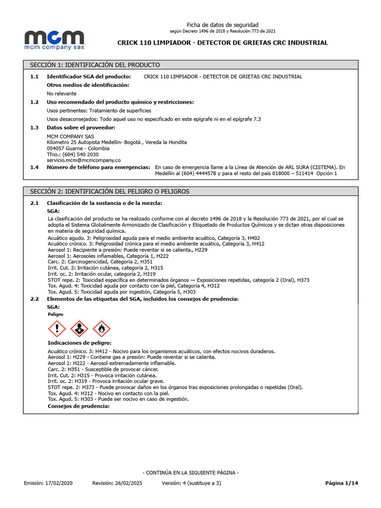 Crick 110 Limpiador | PDF | Química