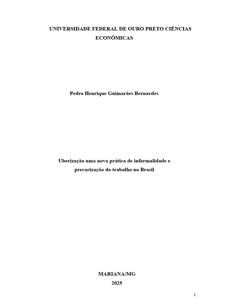 Monografia Pedro Henrique | PDF | Economia | Sociologia