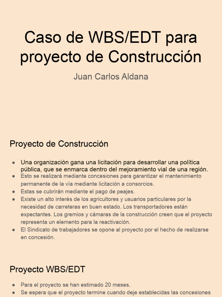 Caso de WBS_EDT para proyecto de Construcción | PDF
