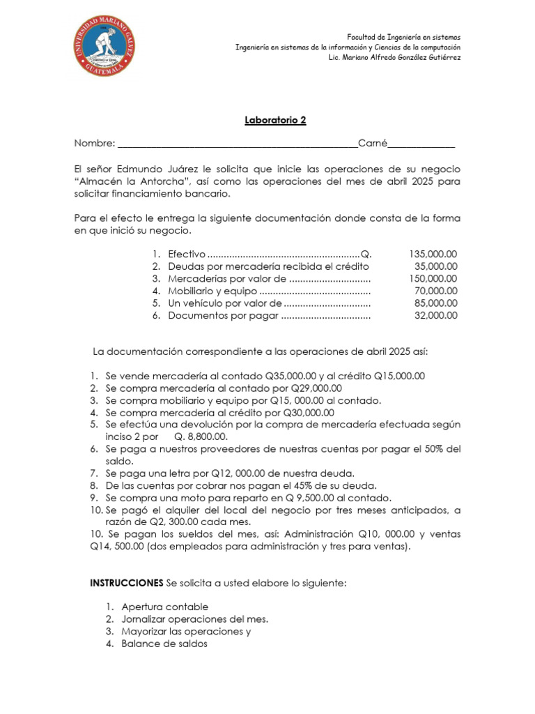 Laboratorios 2 Y 3 - Jornalizacion - 2025 UMG | PDF
