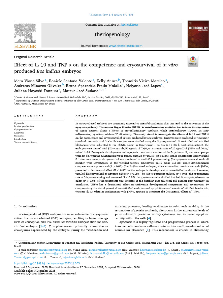 Effect of IL-10 and TNF-α on the competence and cryosurvival of in ...
