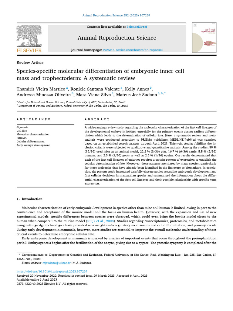 Species-Specific Molecular Differentiation of Embryonic Inner Cell Mass ...