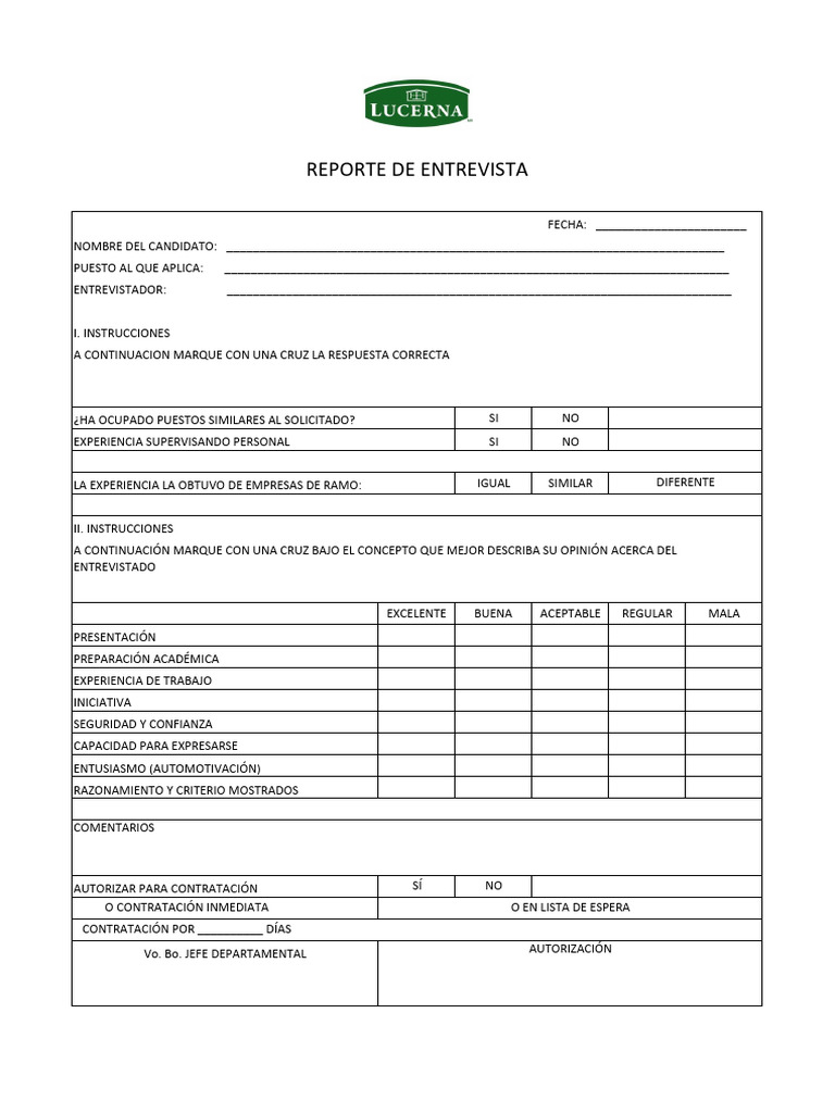 Formulario de Entrevista Laboral | PDF