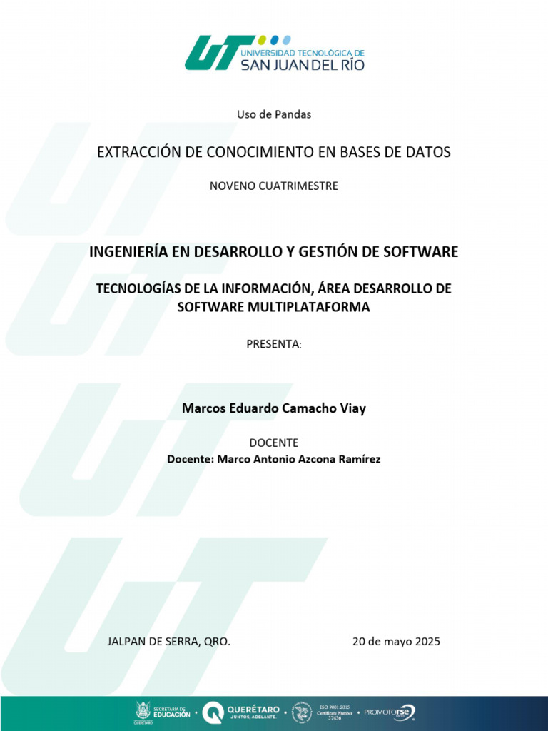 Uso de Pandas | PDF | Bases de datos | Programación de computadoras