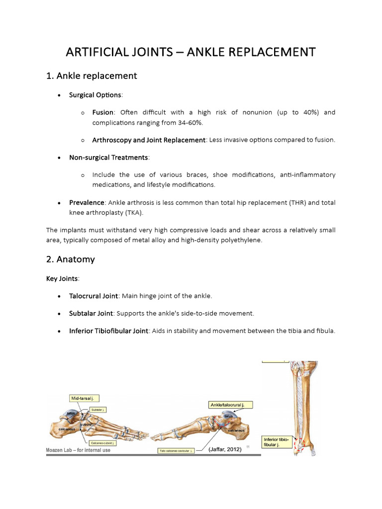 Artifical Joints - Ankle Replacement | PDF