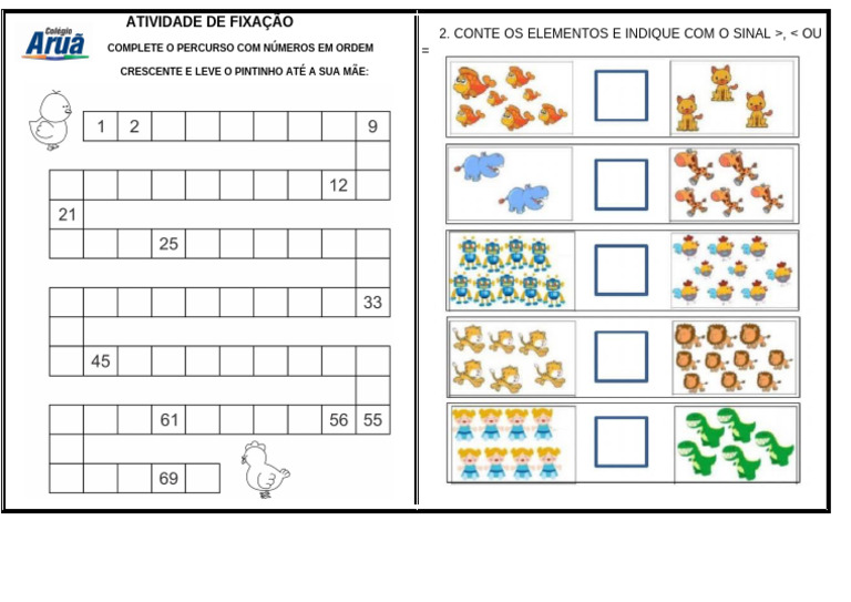 2ºano - Ordem Numerica e Sinal de Maior e Menor | PDF