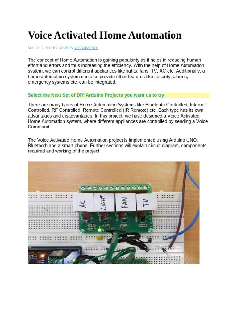 Voice Activated Home Automation (Materiali Anglisht, Ndertimi I Releve ...