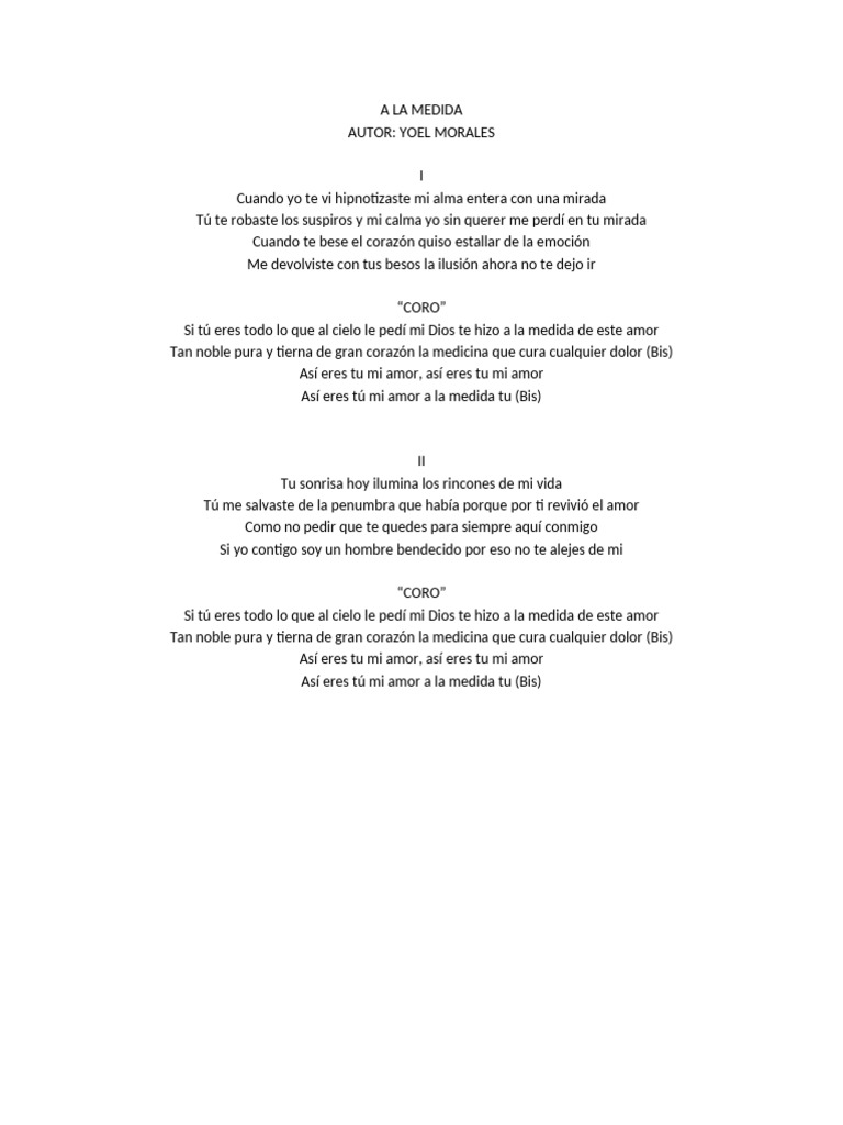 A LA MEDIDA Letra | PDF
