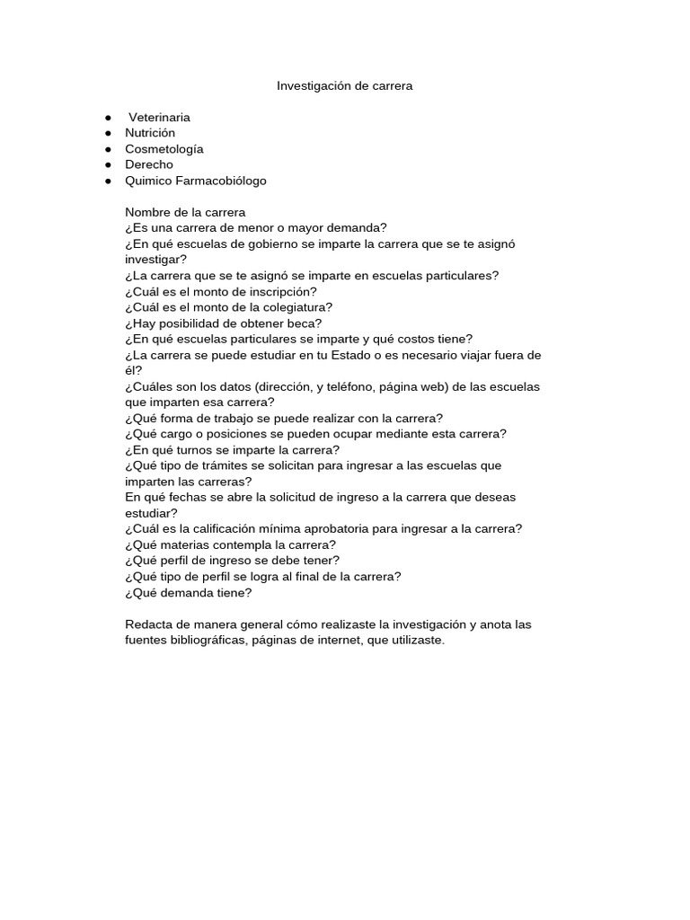 Investigación de Carrera | PDF