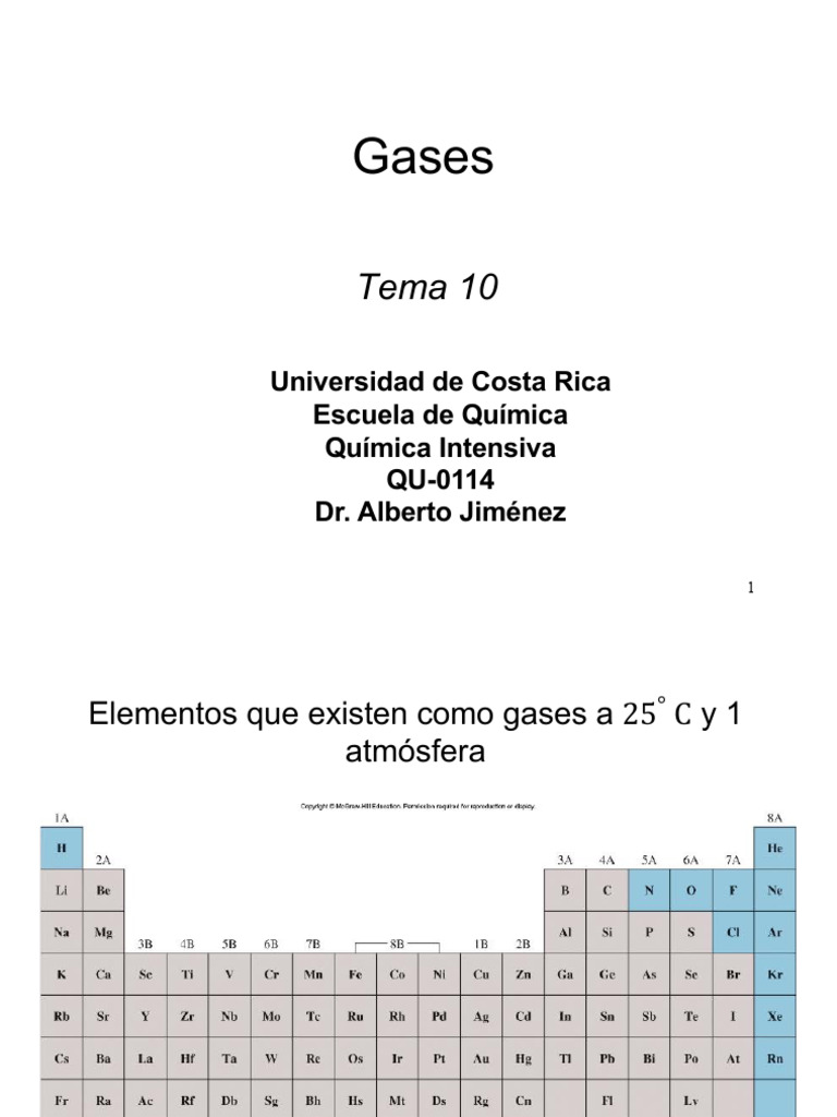 Tema 10 Gases QU-114 AJ | PDF | Gases | Cantidades fisicas