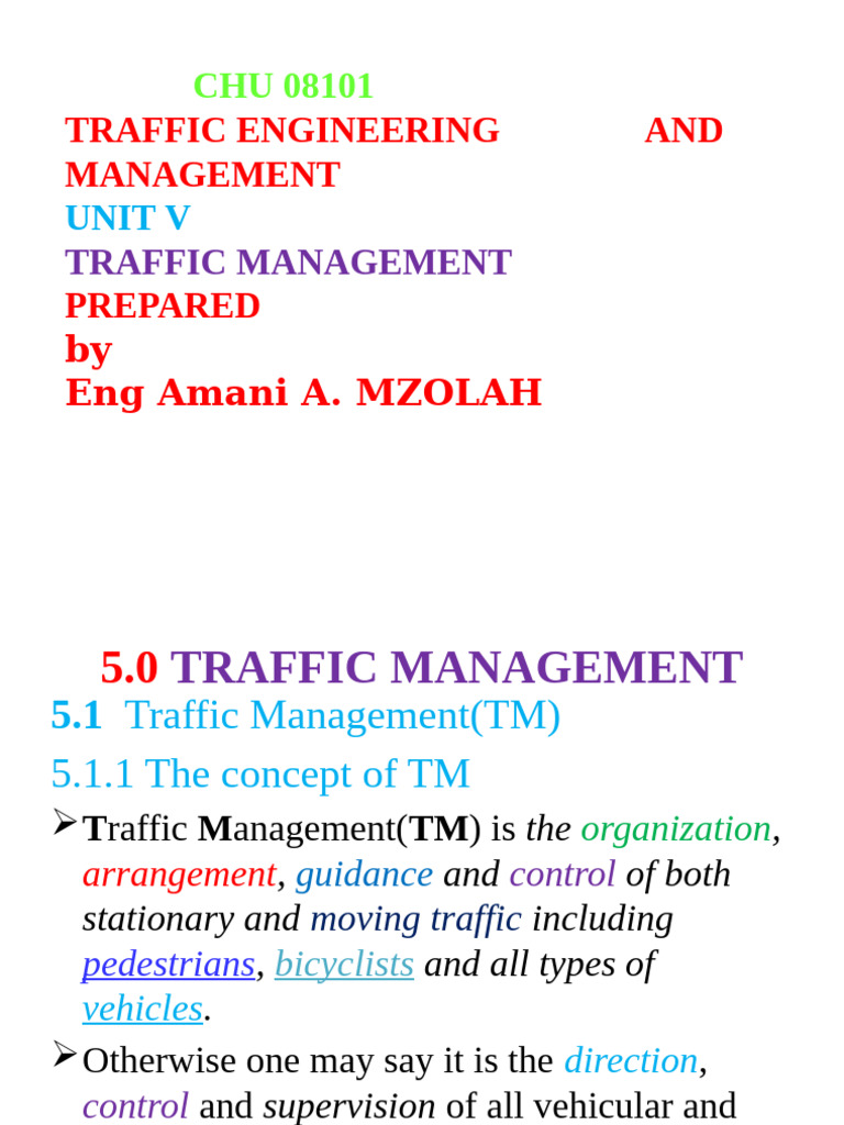 03 Traffic Management | PDF | Traffic | Speed Limit
