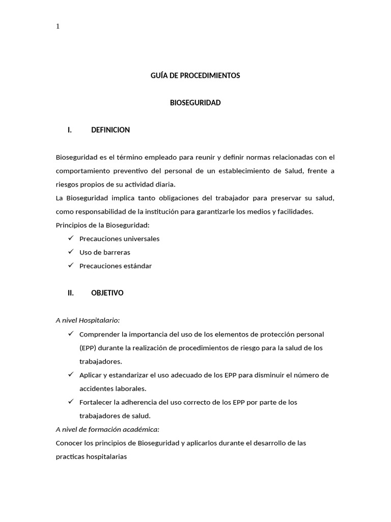 GUÍA DE PROCEDIMIENTO Bioseguridad | PDF | Lavado de manos | Guante