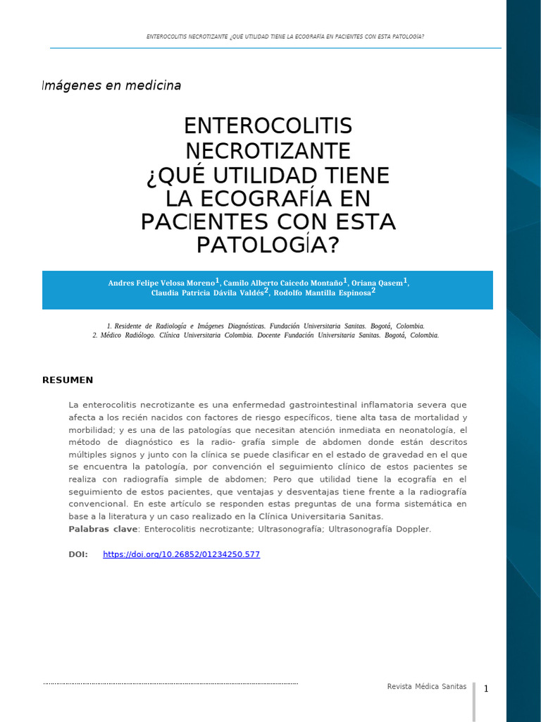 Utilidad de la Ecografía en Enterocolitis | PDF | Enfermedades y ...