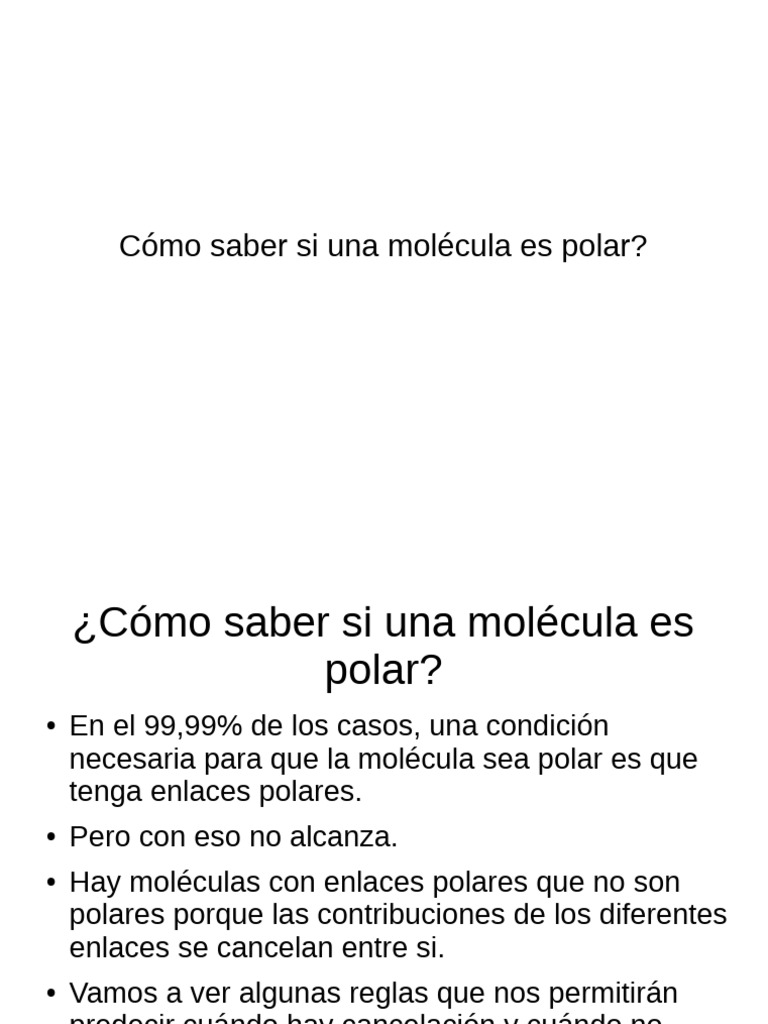 Cómo identificar moléculas polares | PDF | Polaridad química | Enlace ...