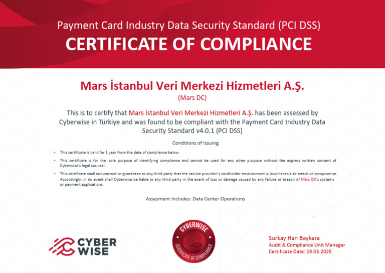 Mars İst Pci Dss Cert 2025 v1.0 | PDF