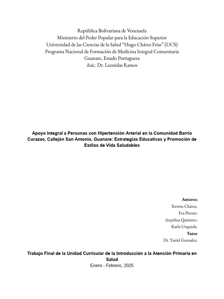 Proyecto APS | PDF | Hipertensión | Dieta