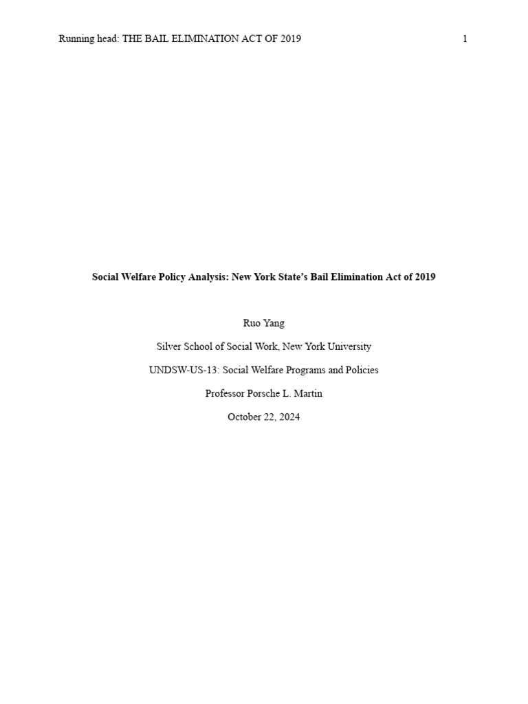 Assignment 2 Social Welfare Policy Analysis PDF Bail
