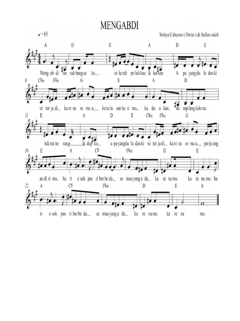 11 Partitur Lagu Mengabdi | PDF