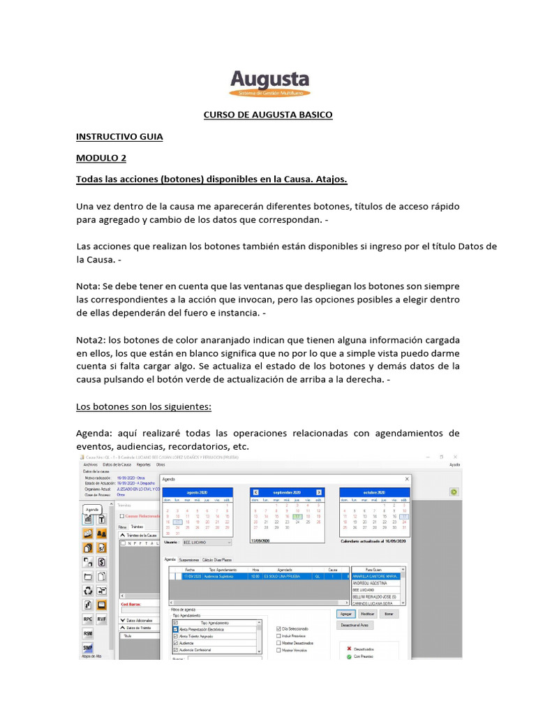 Instructivo Modulo 2 Augusta Básico | PDF | Ventana (informática) | Archivo de computadora