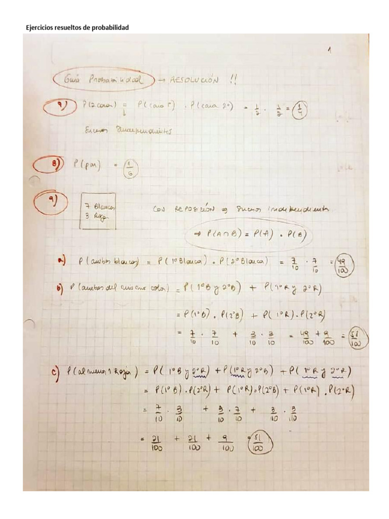 Ejercicios Probabilidades - Resuelto | PDF