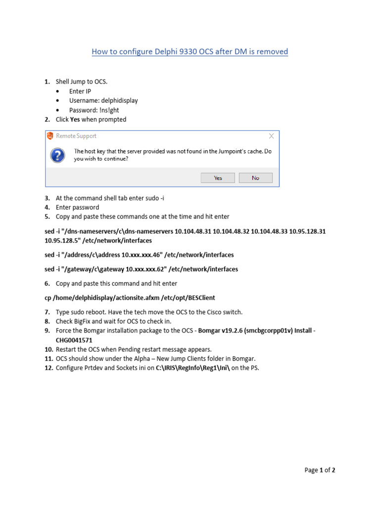 How To Configure Delphi 9330 OCS | PDF