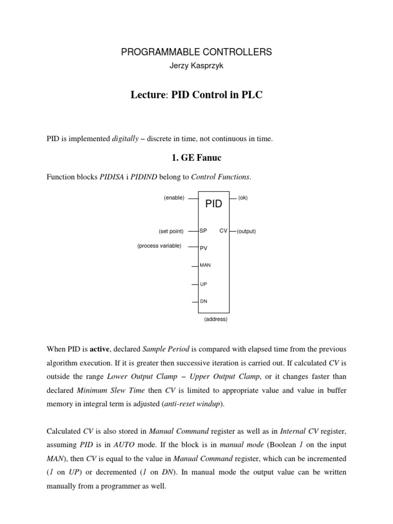 Lecture: PID Control in PLC: Programmable Controllers | PDF | Computer ... Lecture: PID Control in PLC: Programmable Controllers | PDF | Computer ...