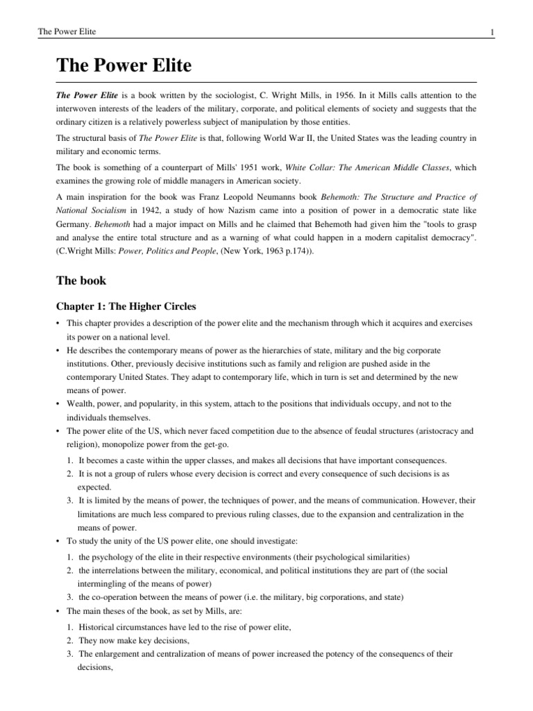 The Power Elite | PDF | Political Theories | Political Science
