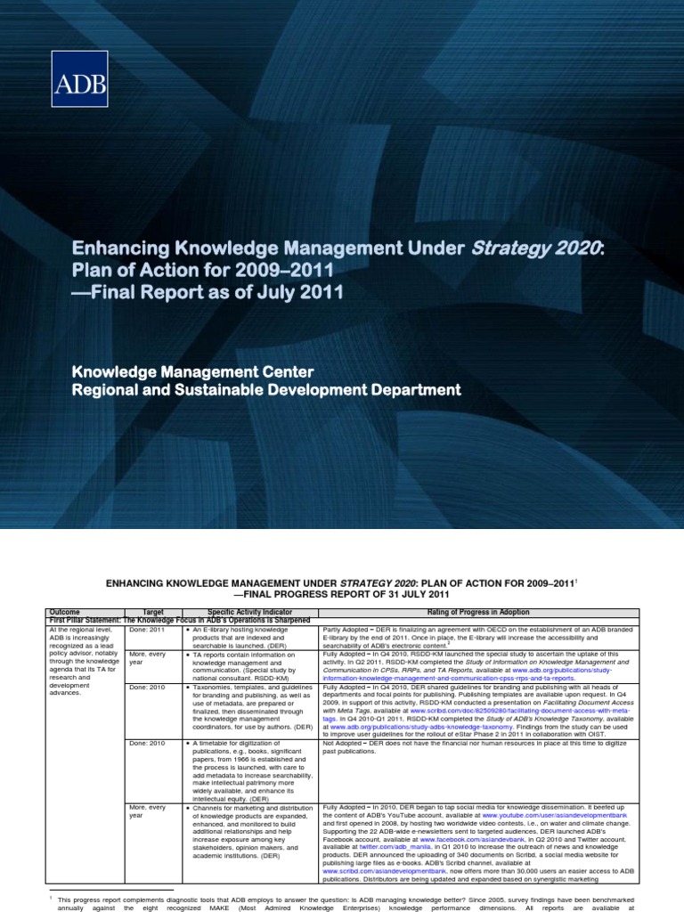 Enhancing Knowledge Management Under Strategy 2020: Plan of Action For ...