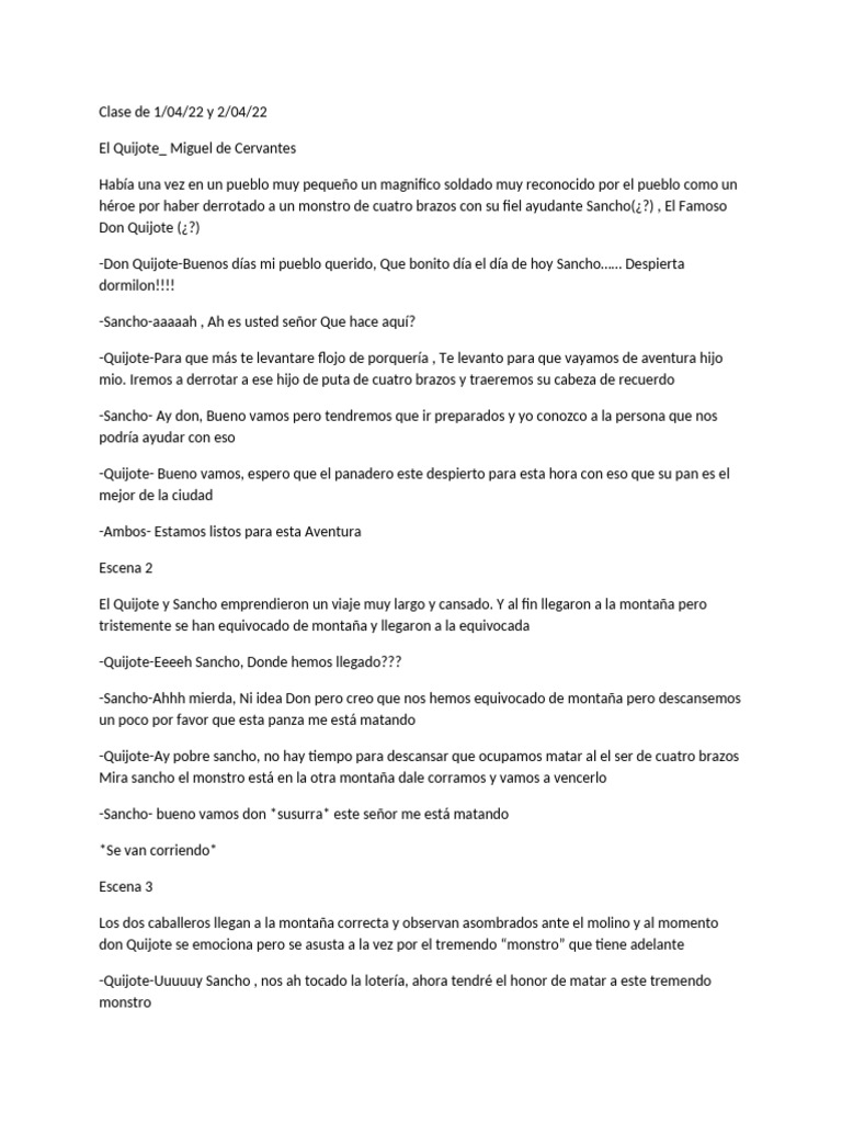 Clase de Quijote | PDF | Don Quijote
