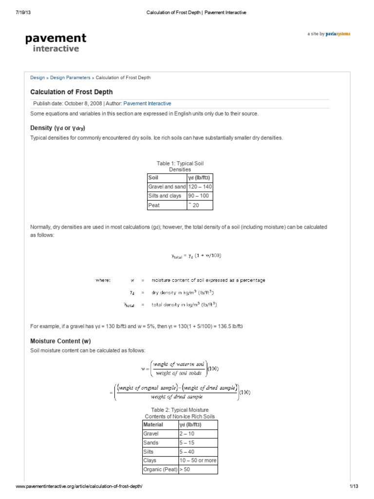 Calculation of Frost Depth - Pavement Interactive | PDF | Heat | Road Surface