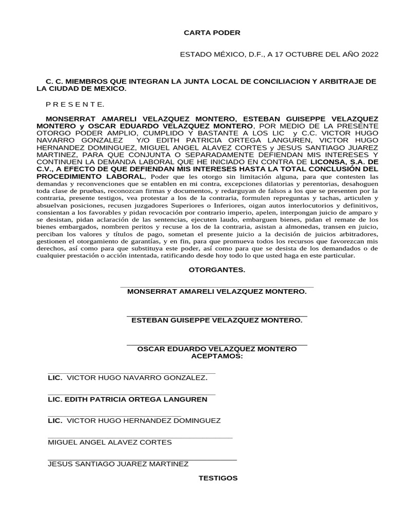 CARTA PODER LABORAL | PDF