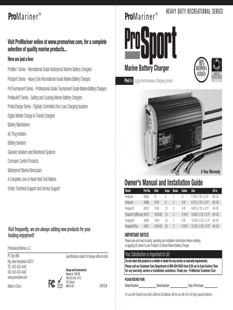 ProMariner ProSport Marine Charger Guide | PDF | Battery Charger ...
