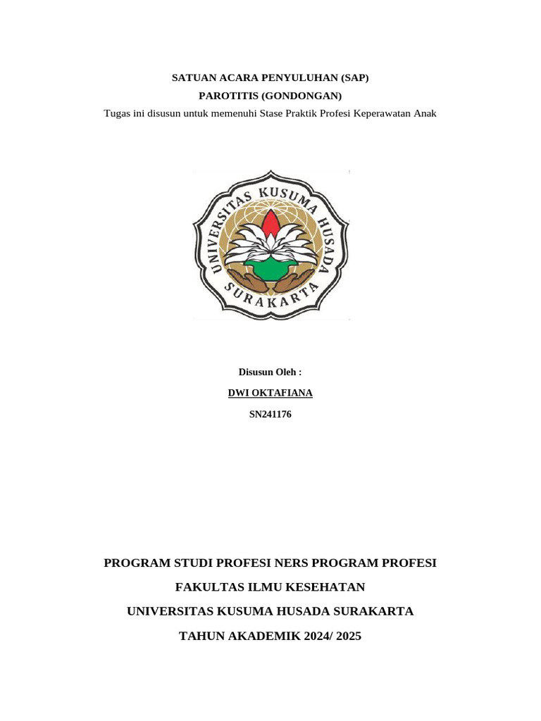 Penyuluhan Pencegahan Parotitis Anak | PDF